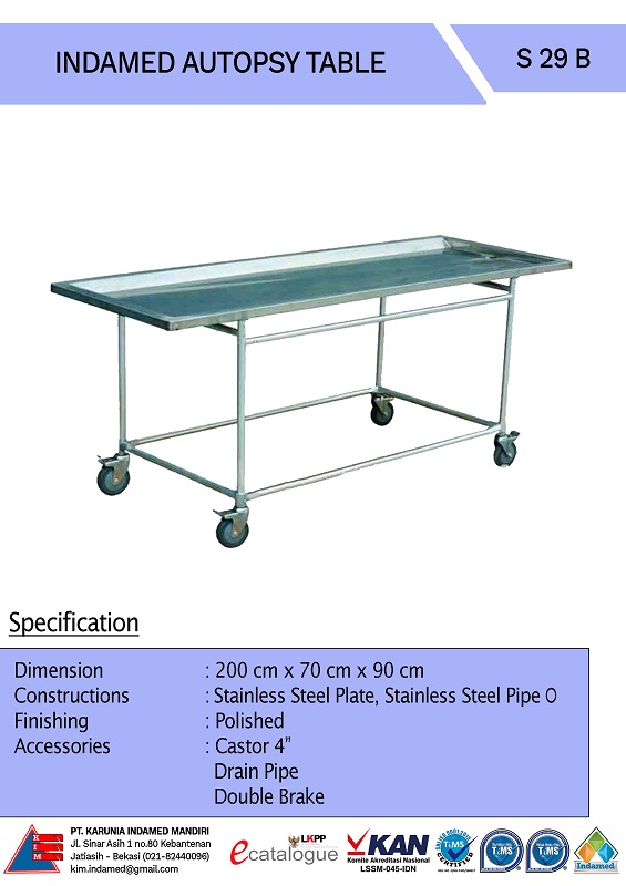 INDAMED Autopsy Table S 29 B | PT. Karunia Indamed Mandiri