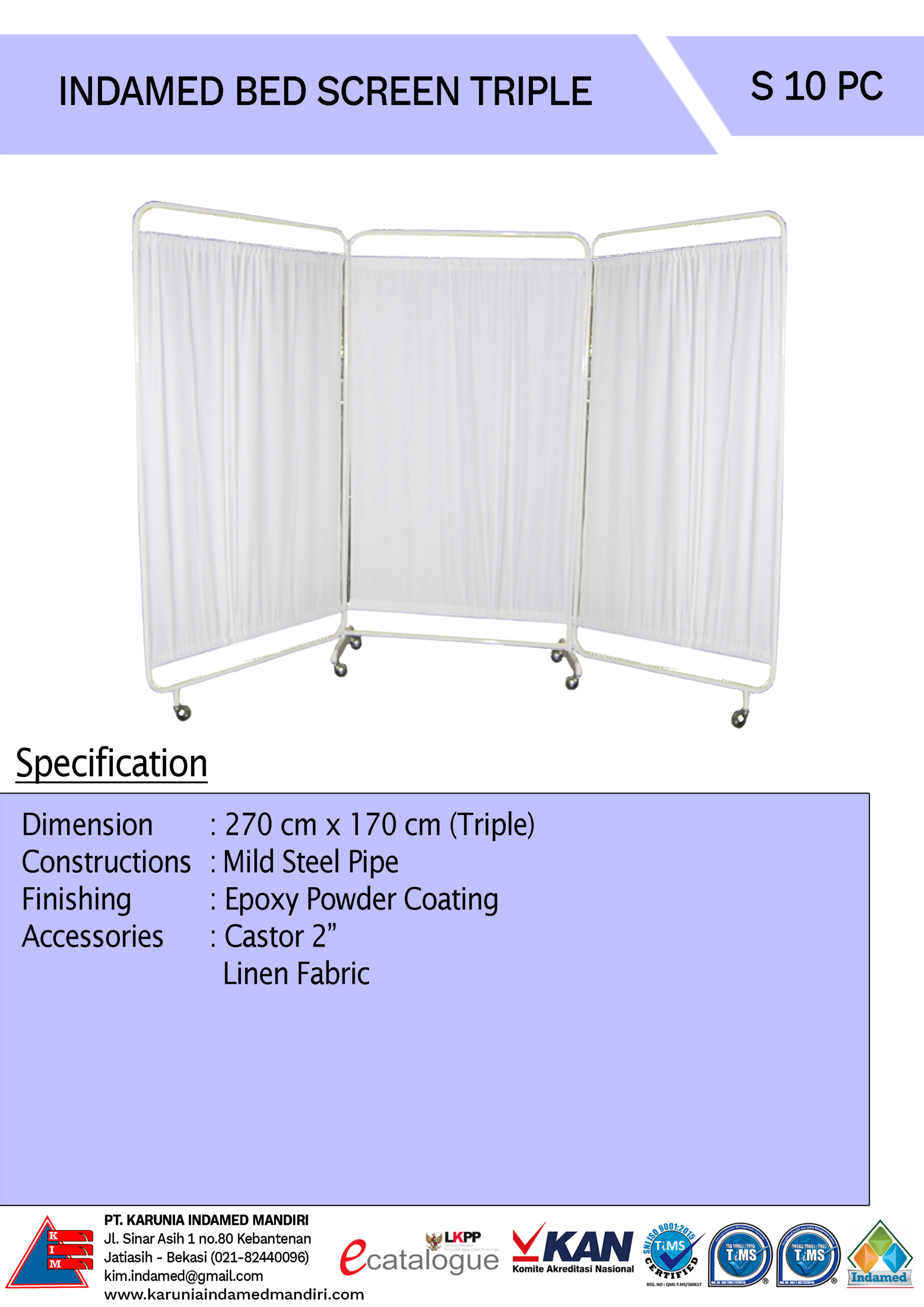 INDAMED Bed Screen Triple S 10 PC | PT. Karunia Indamed Mandiri
